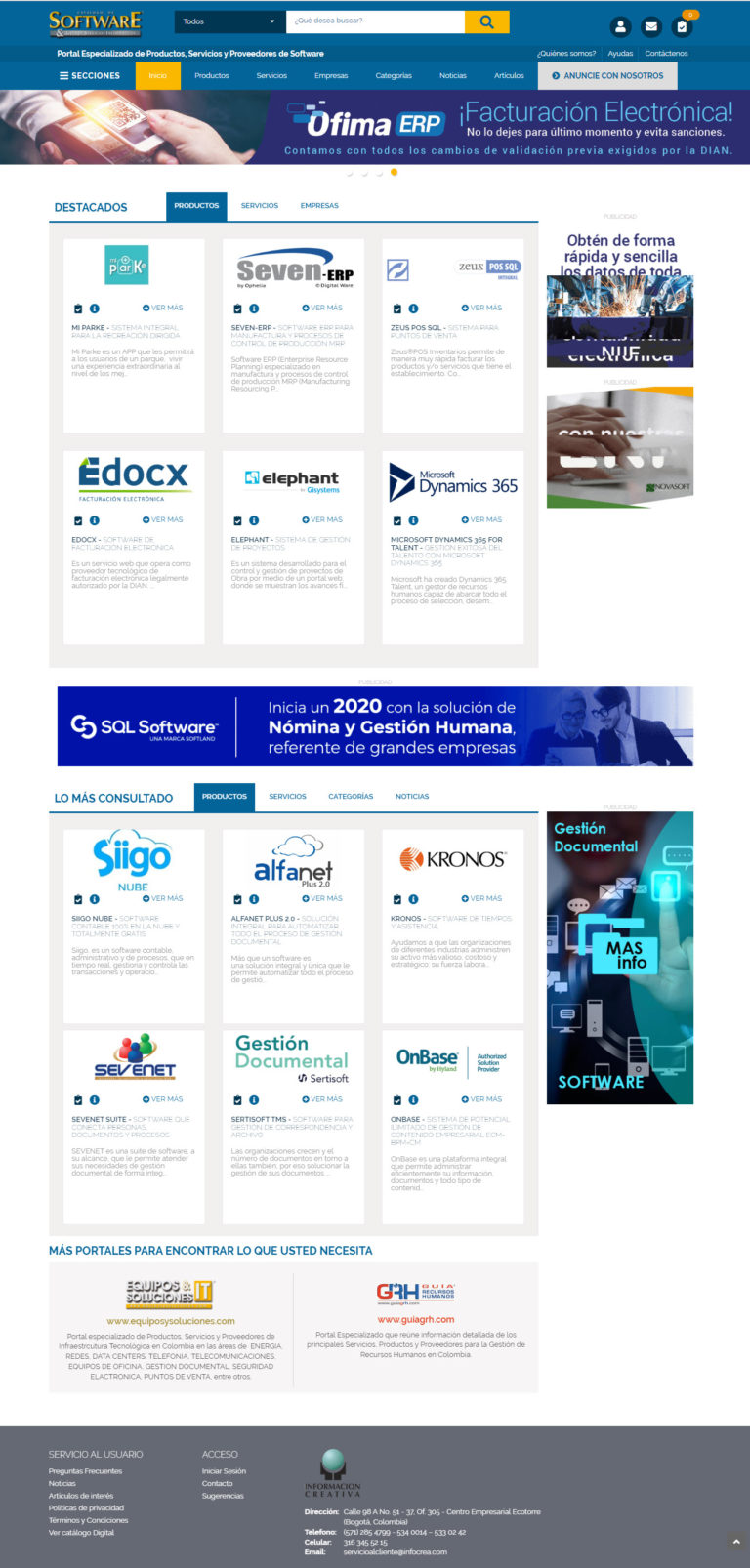 Portal Catálogo de Software - Información Creativa Colombia